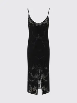 Blumarine Lace Midi Dress With Sequins And V-neck