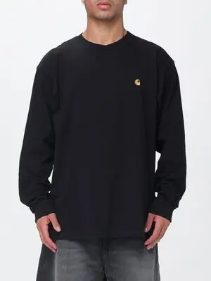 Carhartt Work In Progress Long-sleeved Embroidered Logo Cotton T-shirt - Black