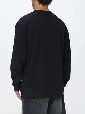 Carhartt Work In Progress Long-sleeved Embroidered Logo Cotton T-shirt - Black