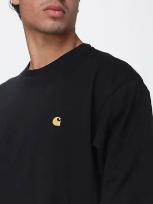 Carhartt Work In Progress Long-sleeved Embroidered Logo Cotton T-shirt - Black