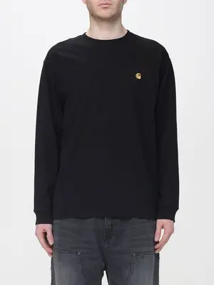 Carhartt Work In Progress Long-sleeved Embroidered Logo Cotton T-shirt Black