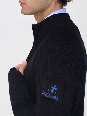 Premiata Zip-up Ribbed Jumper - Blue