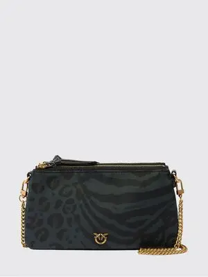 Pinko Mini Double Bag In Animal Print Nylon - Red