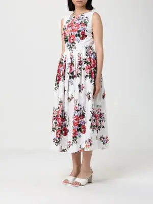 Dolce & Gabbana Cotton Floral Print Midi Dress - White
