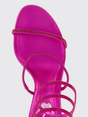 Rene Caovilla Cleo Satin Sandals With Rhinestones