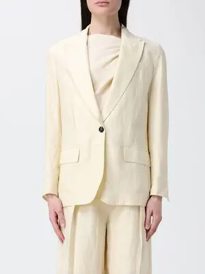 TELA Linen Blend Single-breasted Blazer - Yellow