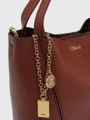 Chloé Spin Mini Grained Calfskin Handbag With Ring Detail - Brown