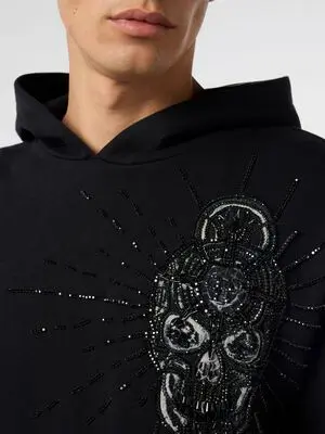 Philipp Plein Skull Embellished Cotton Hoodie
