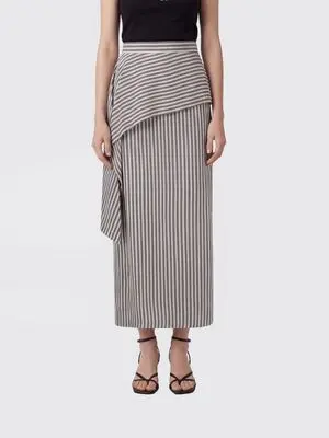 TELA Tilda Striped Viscose Skirt - Black
