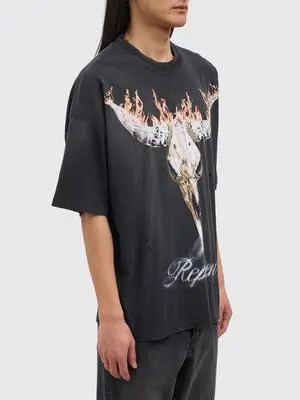 REPRESENT Printed Cotton Oversized T-shirt - Black
