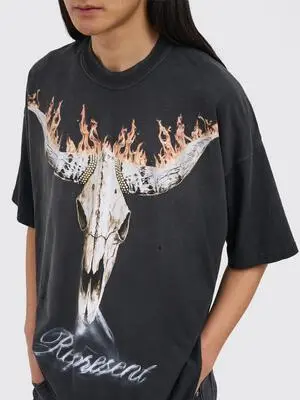 REPRESENT Printed Cotton Oversized T-shirt - Black