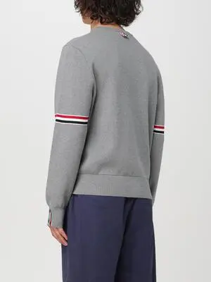 Thom Browne Crew Neck Jumper With Striped Sleeves - Grey
