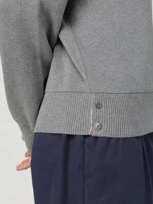 Thom Browne Crew Neck Jumper With Striped Sleeves - Grey