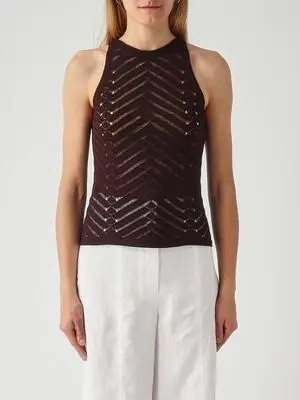 TWINSET Knitted Viscose Top - Coffee