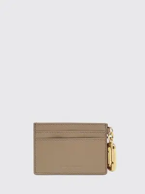 Marc Jacobs Flat Leather Card Holder With Double J Logo - Grey