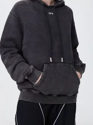 Off-White Cotton Hoodie With Arrow Logo