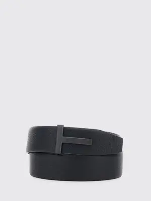 TOM FORD Reversible Grained Leather Belt With Monogram Buckle - Black