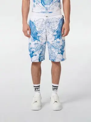 Philipp Plein Graphic Print Knee-length Jogging Shorts - White