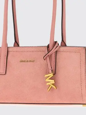 Michael Kors Laila Suede Shoulder Bag With Logo Charm - Pink