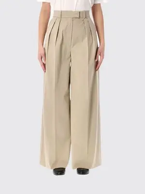 ANINE BING Stretch Cotton Wide-leg Trousers - Beige