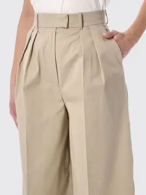 ANINE BING Stretch Cotton Wide-leg Trousers - Beige