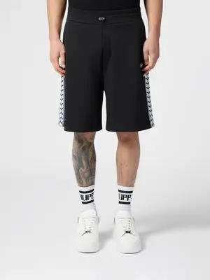 Philipp Plein Cotton Blend Jogging Shorts - Black