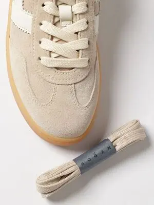 Hogan Low Top Sneakers With Contrast H Logo - Beige