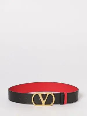Valentino Garavani Vlogo Calfskin Leather Belt - Black