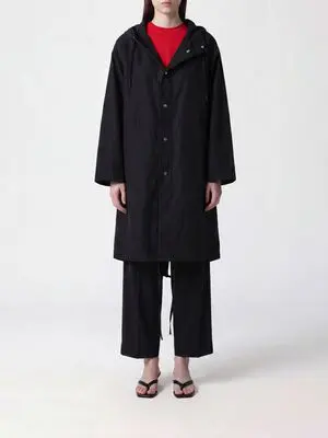 JIL SANDER Long Cotton Parka With Hood And Drawstring - Black