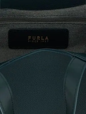 Furla Goccia Small Grained Leather Tote Bag With Snap Closure - Green