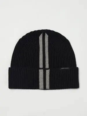 Armani Exchange Ribbed Beanie With Striped Detail - Navy
