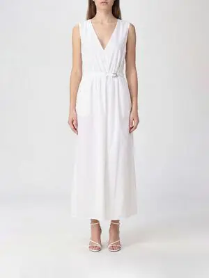 Patrizia Pepe A-line Midi Dress With Logo Buckle Belt