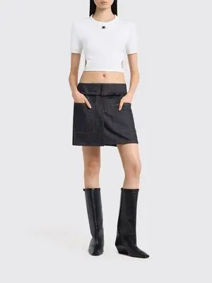 COURREGES Cotton Crop T-shirt With Logo - White