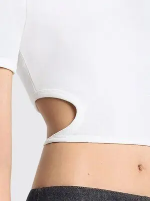 COURREGES Cotton Crop T-shirt With Logo - White