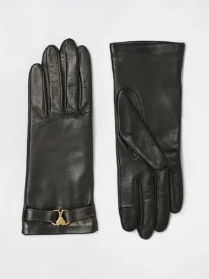Barbour Leather Gloves With Gold Tone Buckle Detail - Brown
