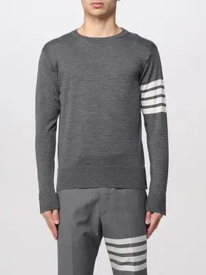 Thom Browne Pullover With Signature Stripes - Grey