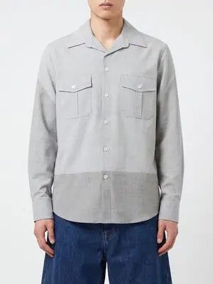 MAISON MARGIELA Wool Blend Utility Shirt With Cuban Collar - Grey