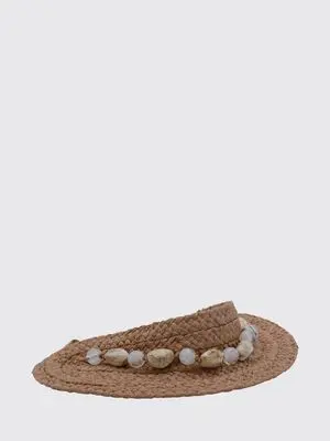 Helen Kaminski Straw Sun Visor With Beaded Embellishment - Hazel