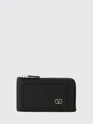Valentino Garavani Vlogo Grained Calfskin Card Holder - Black
