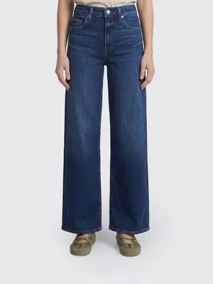 Paige Wide Leg Jeans In Cotton Denim - Blue