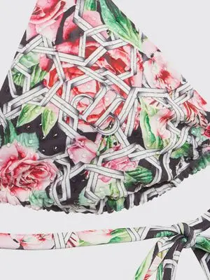 Philipp Plein Floral Lycra Bikini Top Swimsuit