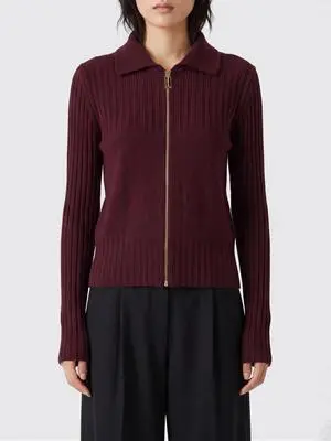 Victoria Beckham Ribbed Wool And Cashmere Cardigan With Zip - Violet