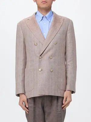 Brunello Cucinelli Double-breasted Silk Blend Blazer - Orange