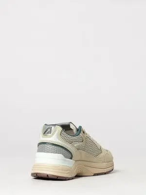 AUTRY Hyperway Two-tone Leather And Mesh Sneakers With Cut-out Logo - Beige