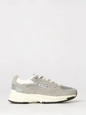 AUTRY Hyperway Two-tone Leather And Mesh Sneakers With Cut-out Logo - Silver