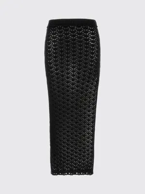 Blumarine High-waisted Crochet Maxi Skirt With Side Slit