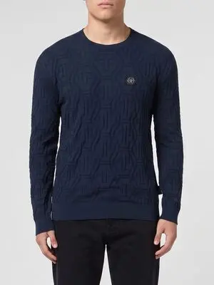 Philipp Plein Monogram Hexagon Logo Crewneck Sweater - Navy