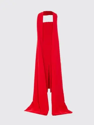 Solace London Crêpe Long Dress With Off-the-shoulder Neckline And Slit - Red