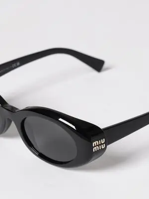 Miu Miu Oval Tortoiseshell Acetate Sunglasses - Black