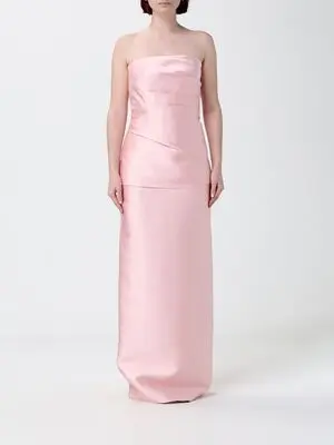 Solace London Crêpe Long Dress - Pink
